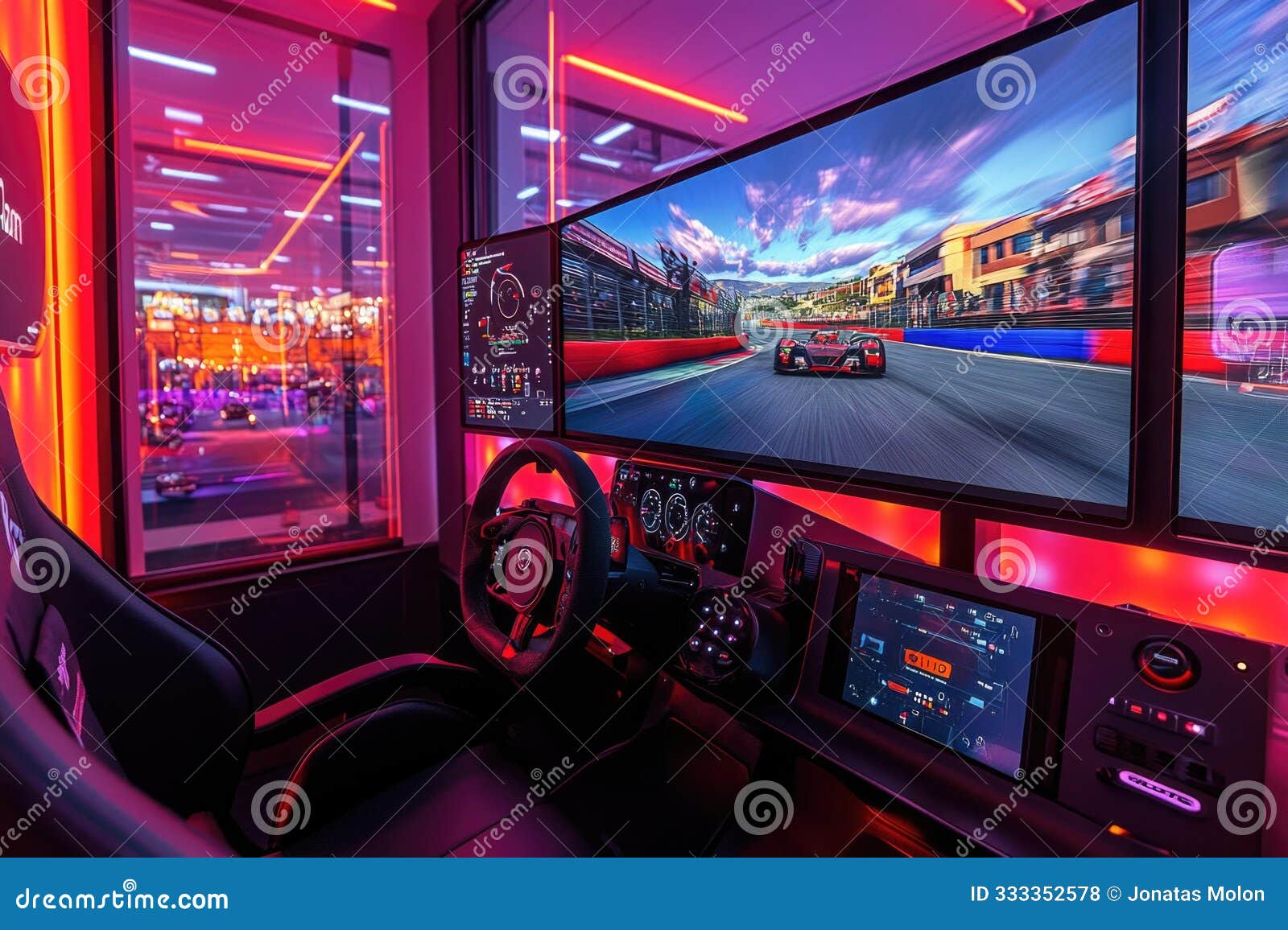 Immersive Racing Simulation Experience with High-Tech Steering Wheel ...