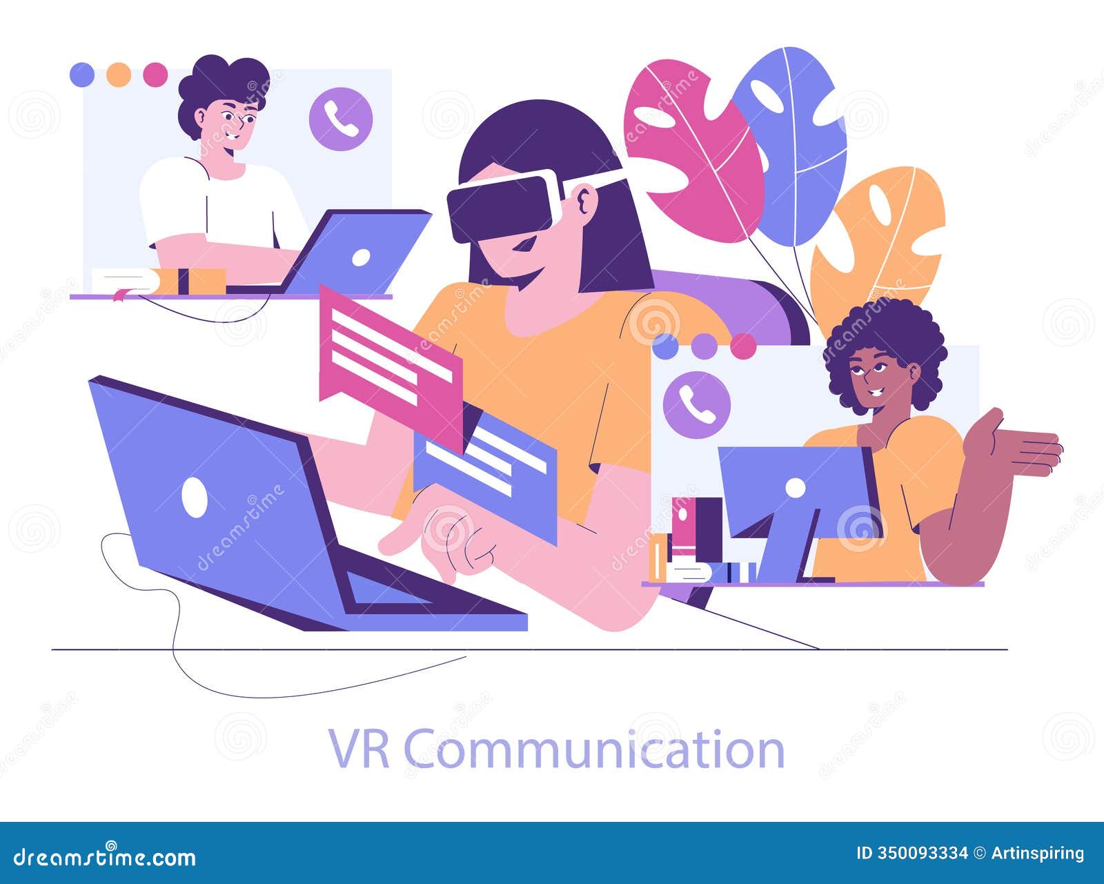 Immersive Reality. Flat Vector Illustration Stock Illustration ...