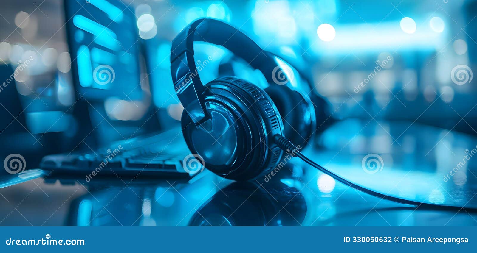 Immersive Scene of AI-driven Customer Service Featuring Headphones ...