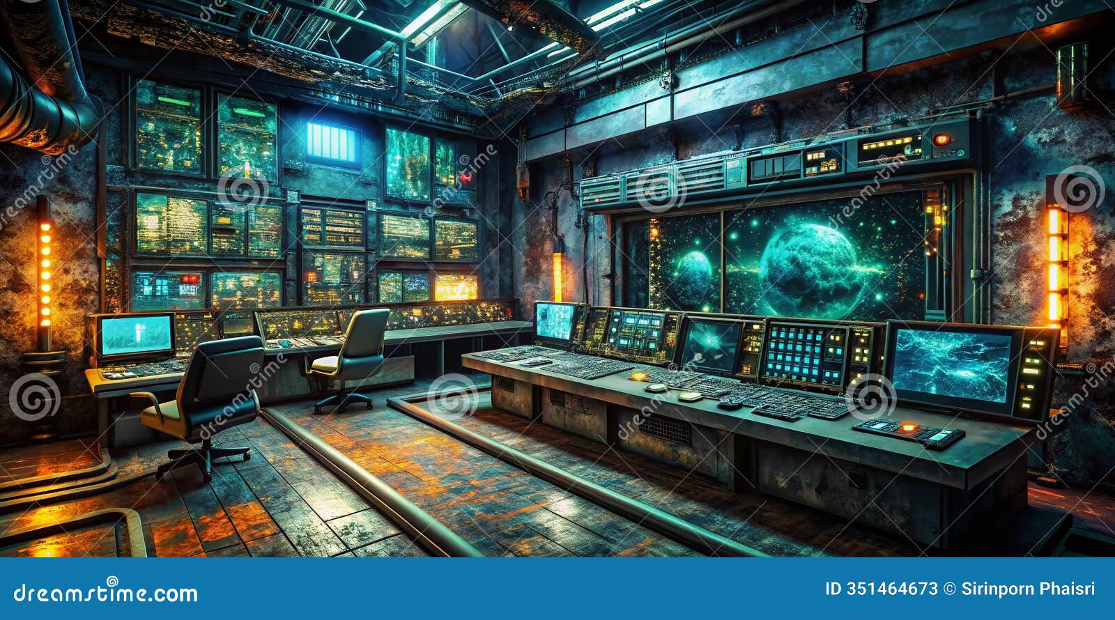 Immersive SciFi Control Room Wallpaper Stunning 3D Rendered Display for ...