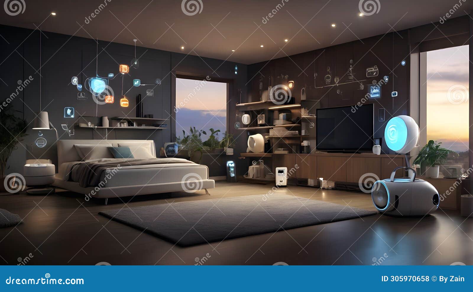 Immersive Smart Room with Various Connected Devices. Generative AI ...