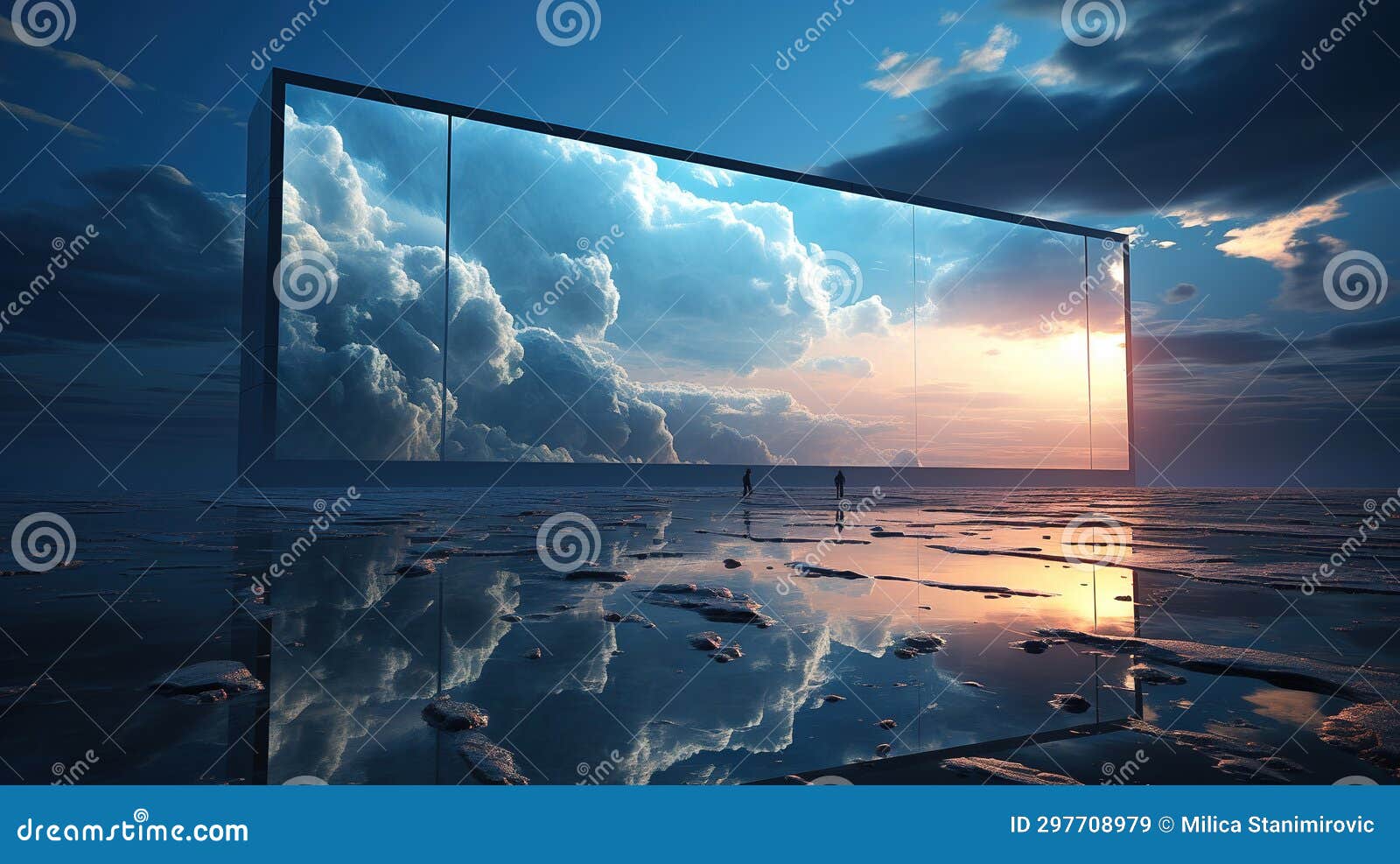 Immersive Technology: Massive Tv Screen Floating in the Sky Stock ...