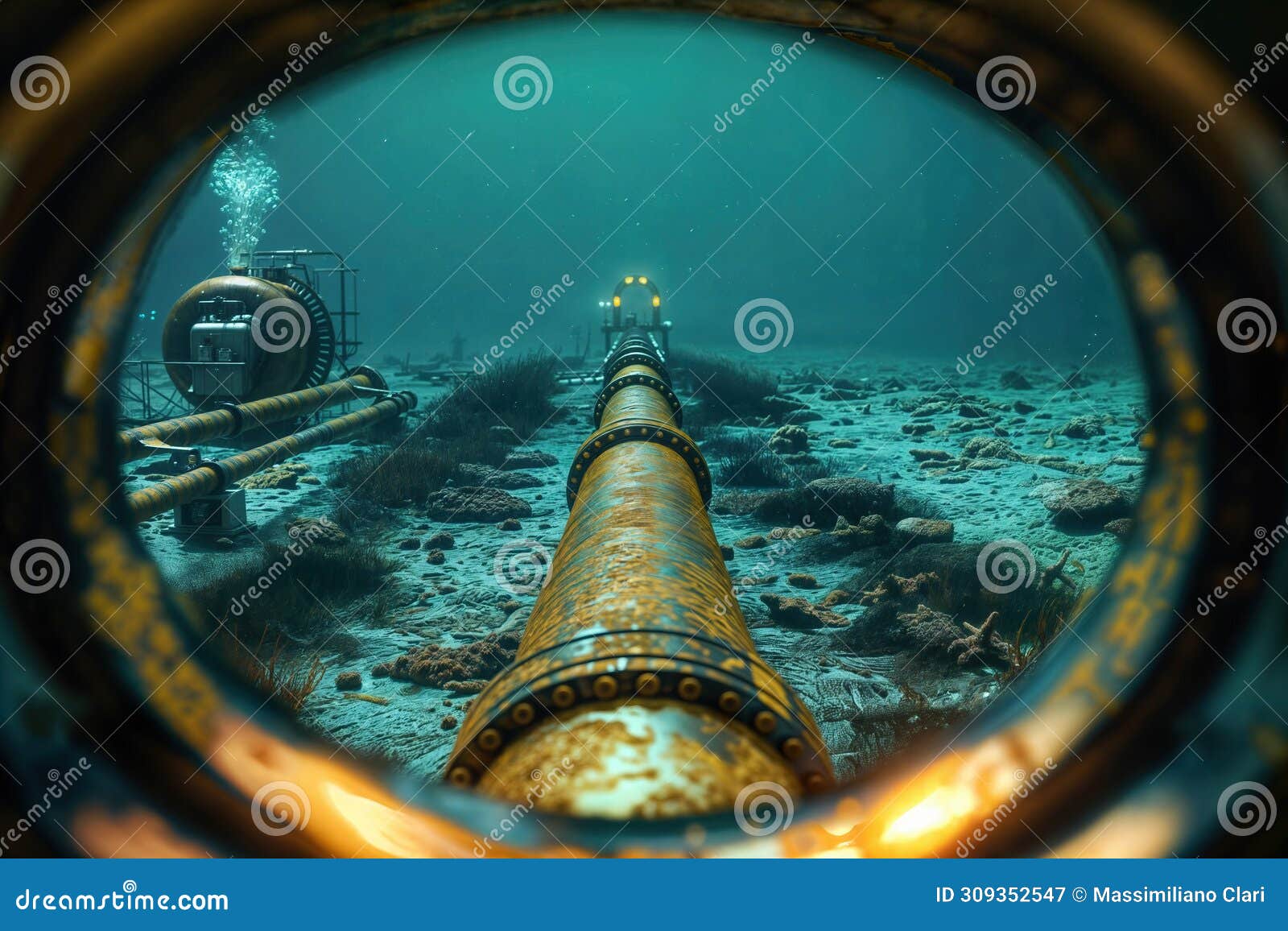 Immersive View of an Underwater Pipeline from Inside a Submersible ...