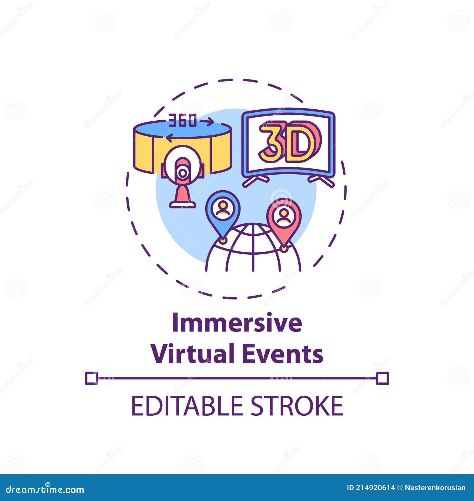 Immersive Virtual Events Concept Icon Stock Vector - Illustration of ...