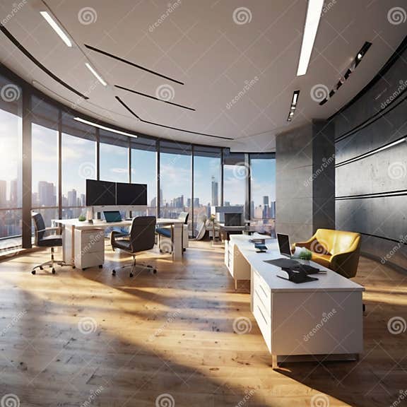 Immersive 360° Virtual Office Interior: a Modern 3D Render Stock ...