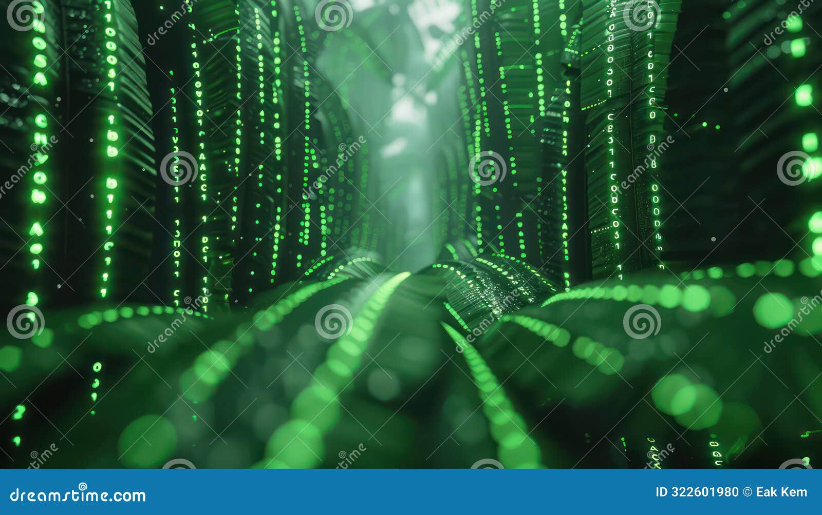 Immersive Virtual Reality Cyber Green Matrix Pathway of Futuristic ...