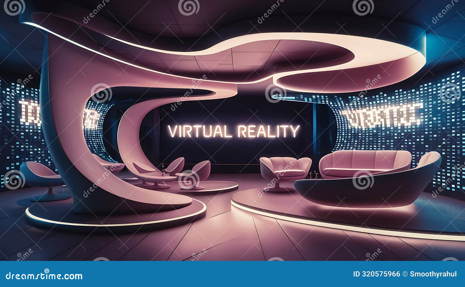Immersive Virtual Reality Mockup, Modern Living Room Interior Design ...