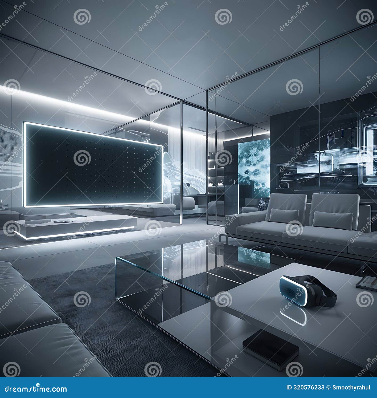 Immersive Virtual Reality Mockup, Modern Living Room Interior Design ...