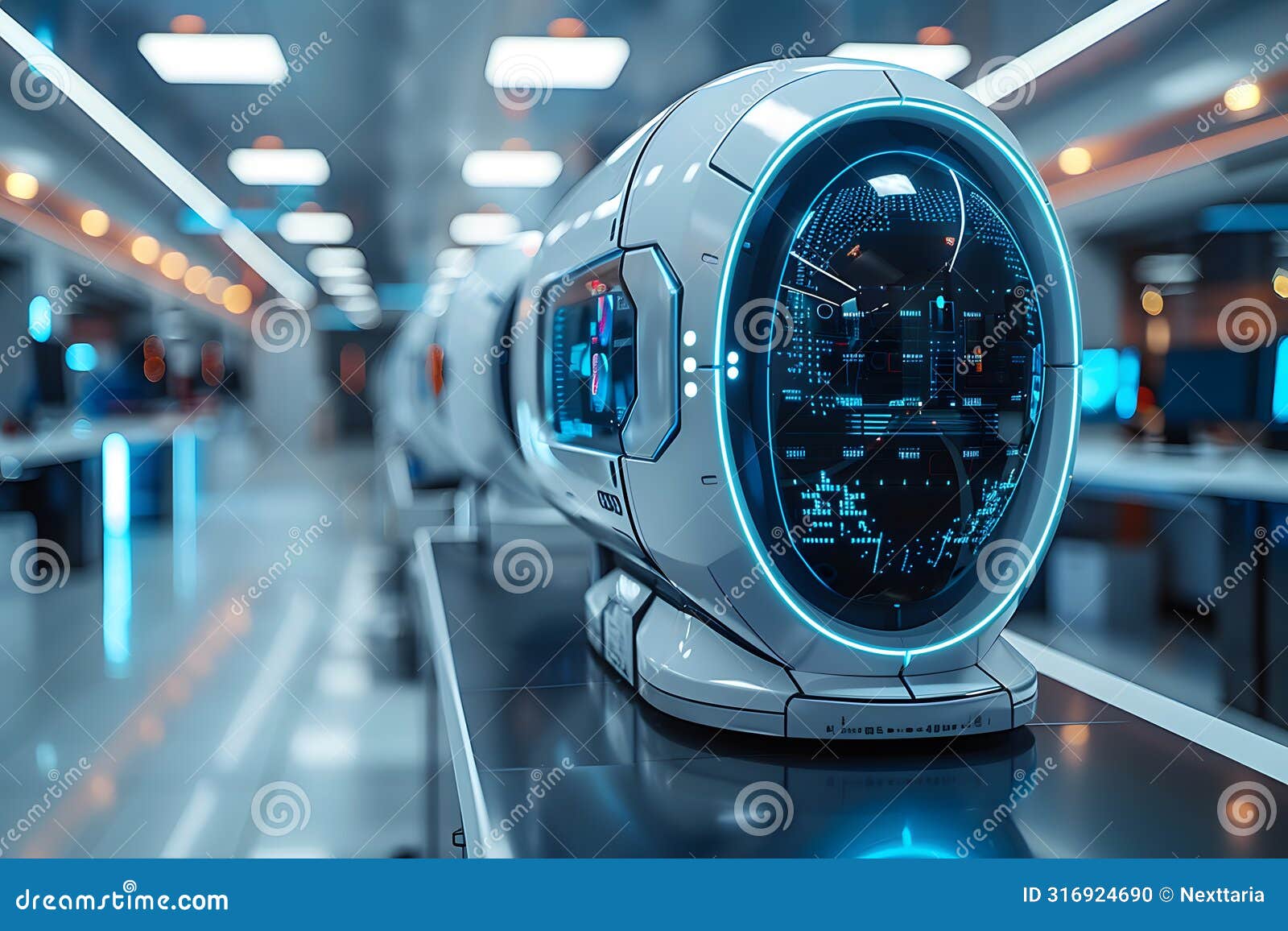 Immersive Virtual Reality Office - Blue-Grey Background & Modern Tech ...