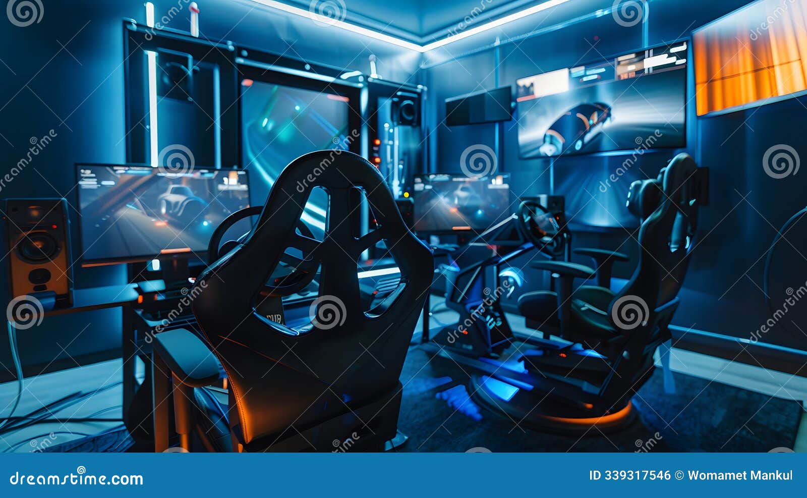 Immersive VR Gaming Setup with Motion Sensors Stock Illustration ...