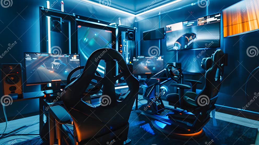 Immersive VR Gaming Setup with Motion Sensors Stock Illustration ...