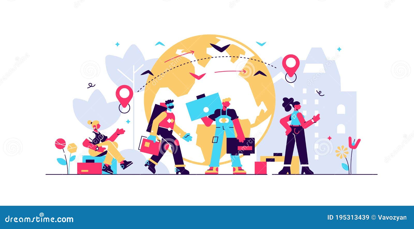 Immigration Vector Illustration. Flat Tiny Stock Vector - Illustration ...