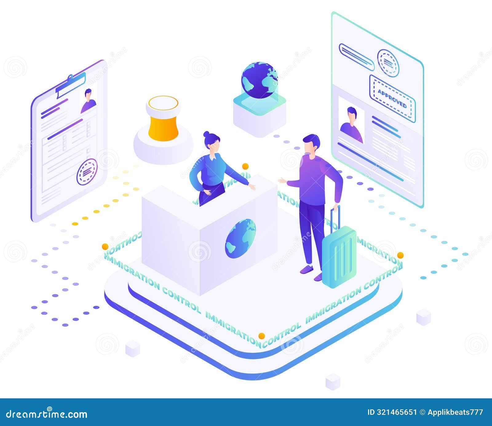 Immigration Control, Registration and Checkpoint Vector Illustration ...