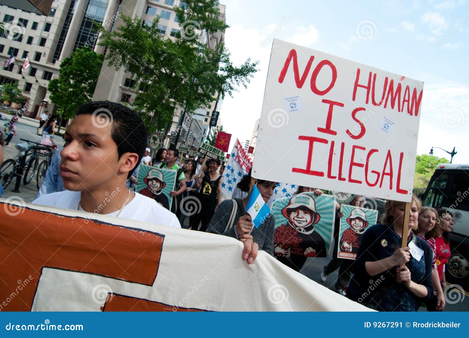 Immigration March: No Human Being is Illegal Editorial Photo - Image of ...