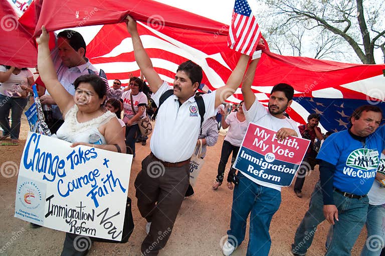 Immigration Rally in Washington Editorial Stock Image - Image of ...