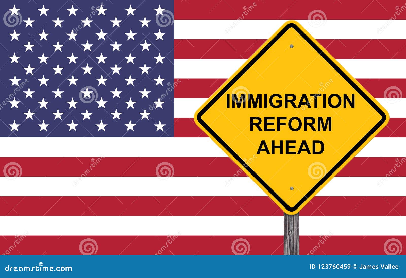 Immigration Reform Ahead Caution Sign Stock Illustration - Illustration ...