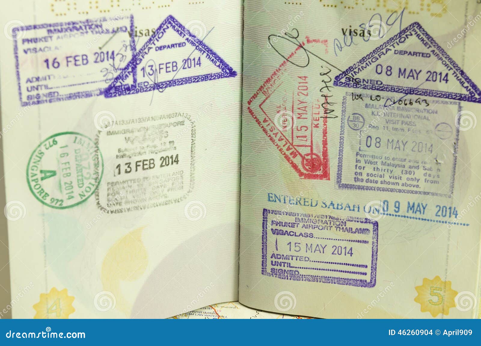 Immigration Stamp. Passport Stamps Stock Photo - Image of passport ...