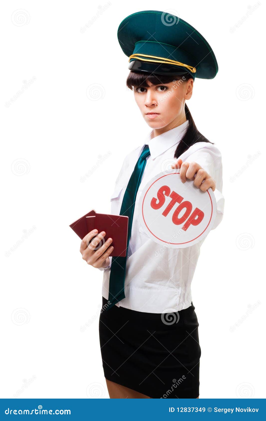 Immigration Worker with Stop Sign Stock Image - Image of pass ...
