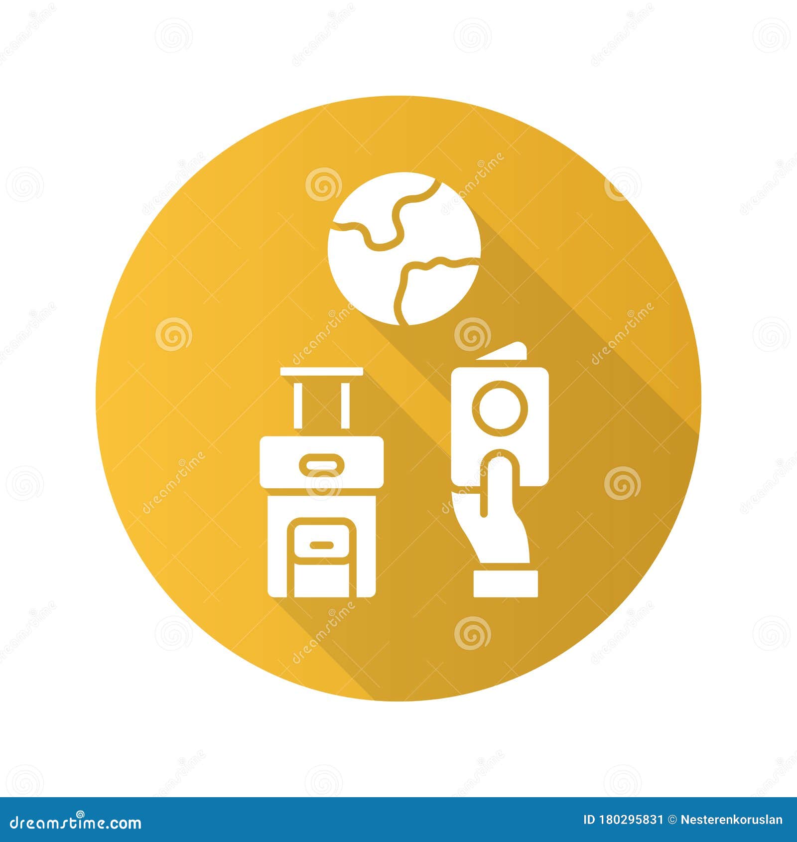 Immigration Yellow Flat Design Long Shadow Glyph Icon Trip Planning