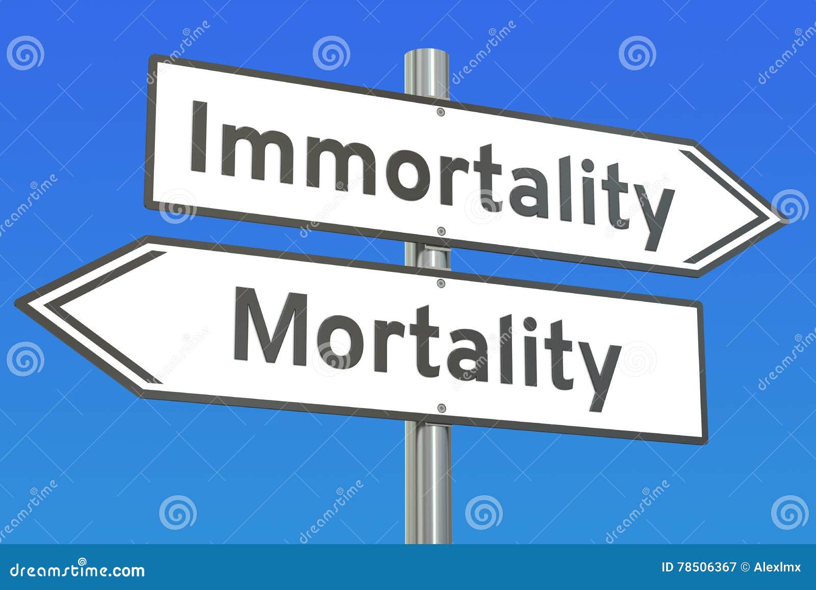 Immortality or Mortality Concept on the Road Signpost, 3D Render Stock ...