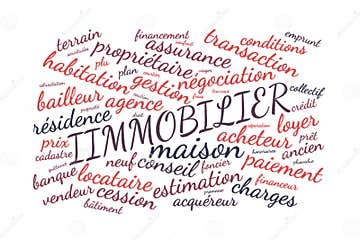 Immovable Word Cloud Vector Illustration in French Language Stock ...