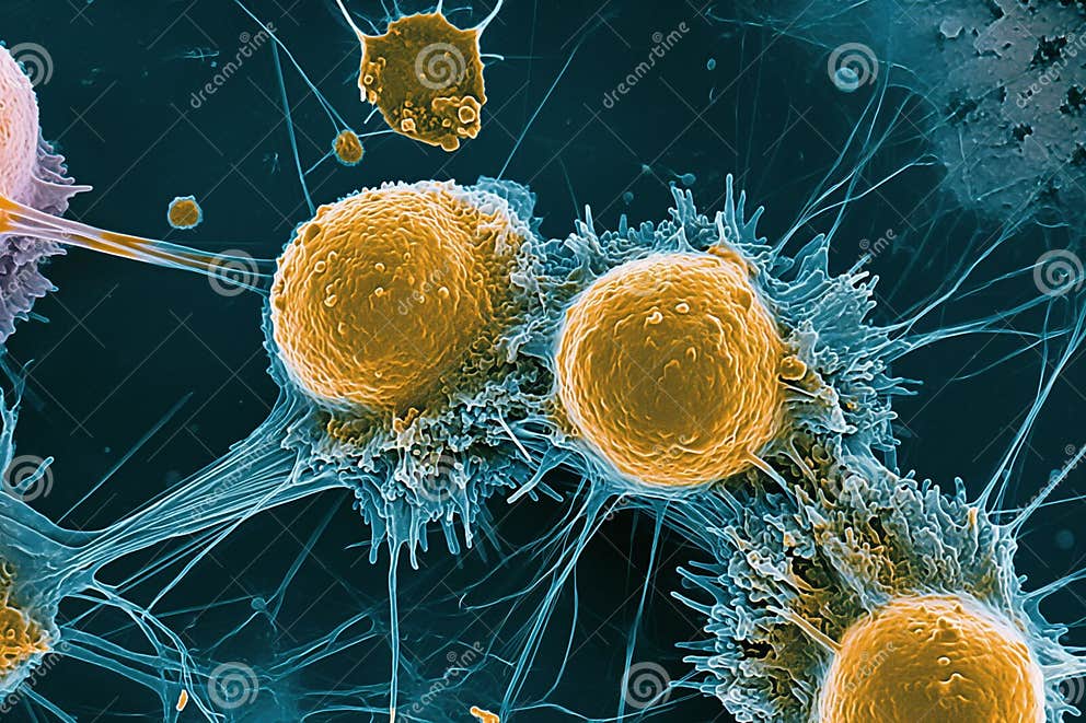 Immune Cells Attack Cancer Cells, T-cells Attacking Cancer Stock Photo ...