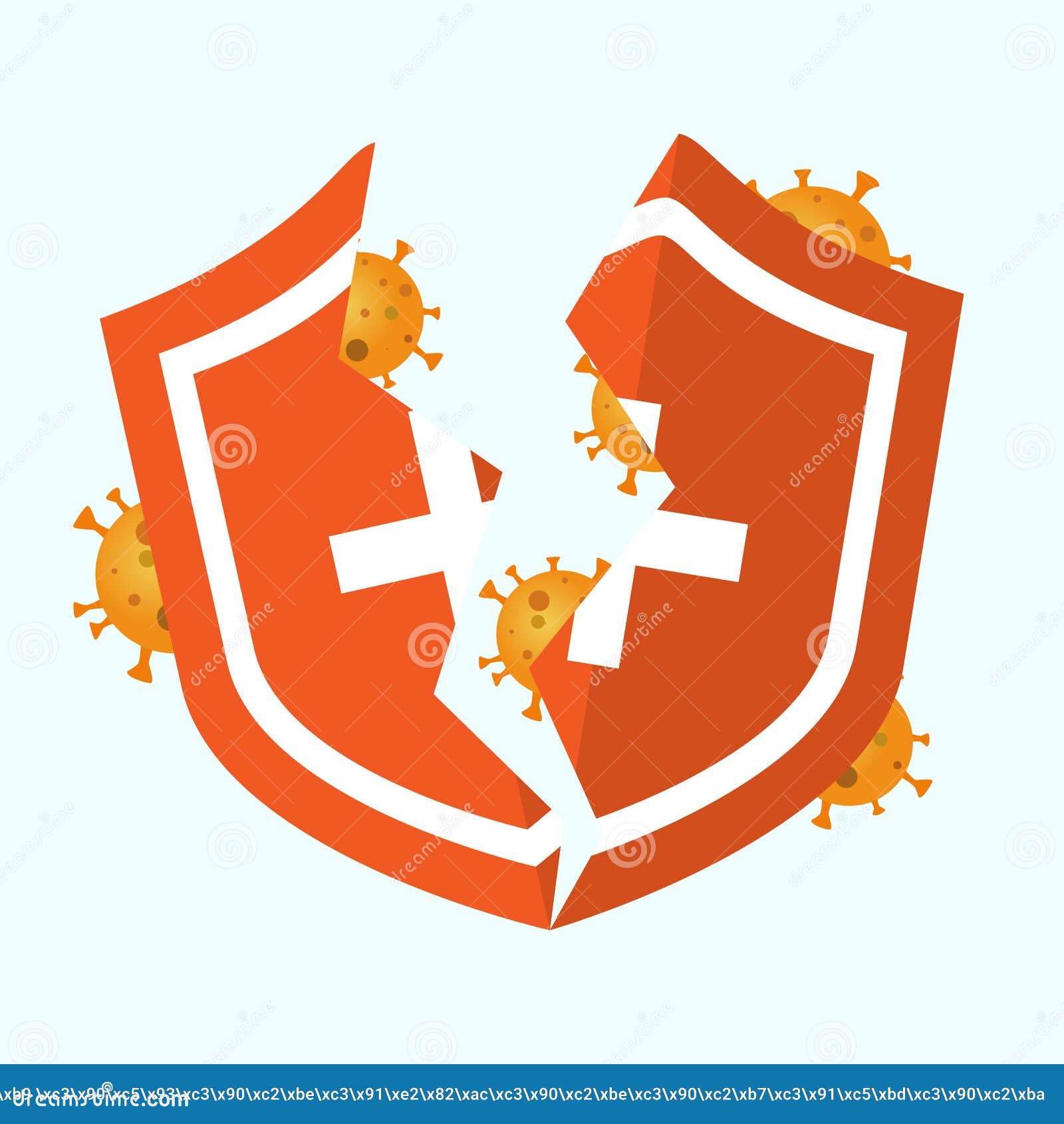 Immune System Breakdown, Broken Defense, Virus Penetration, Vector ...