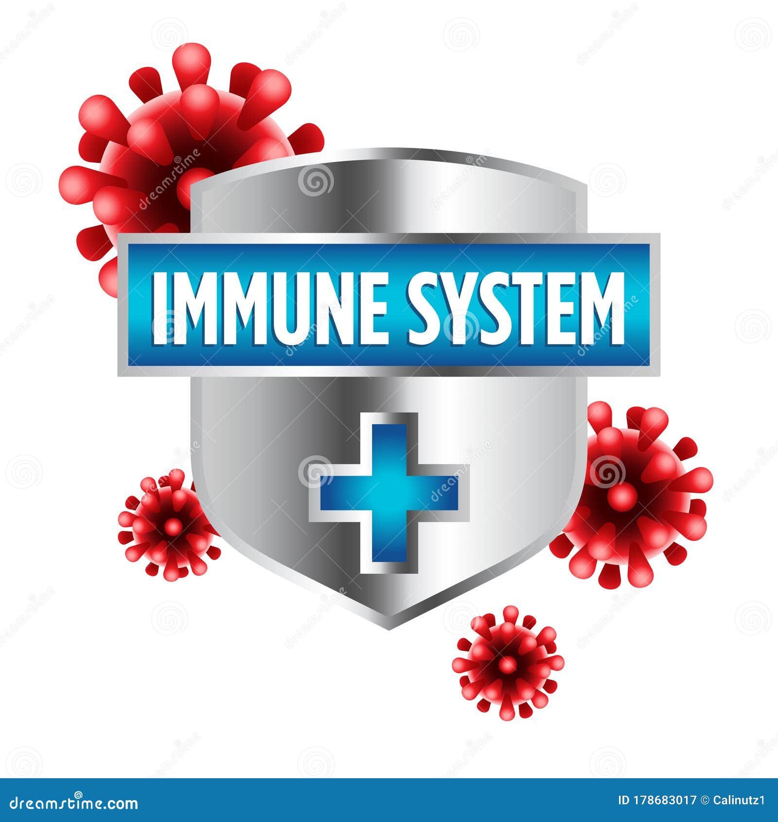 Immune System Shield Protecting from Virus Stock Vector - Illustration ...