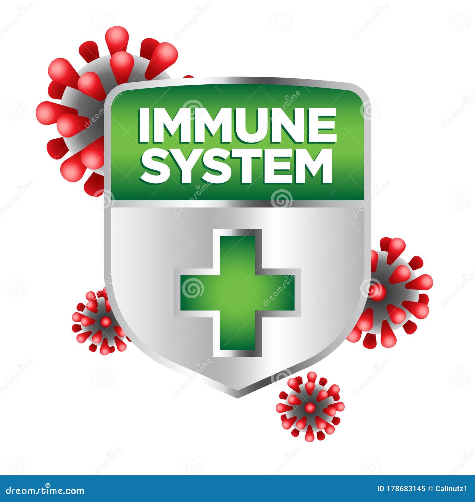 Immune System Shield Protecting from Virus Stock Vector - Illustration ...
