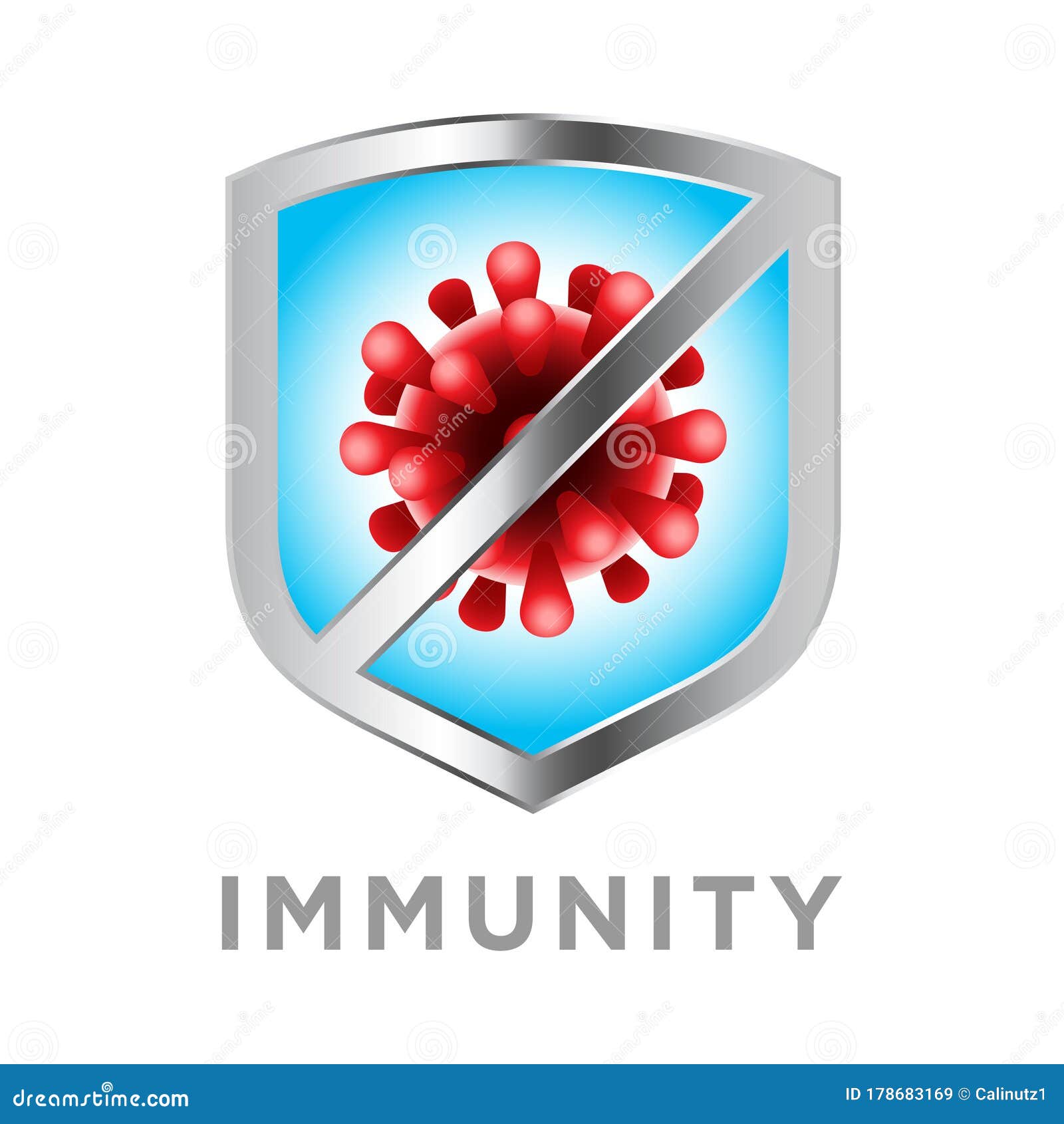 Immune System Shield Protecting From Virus Stock Vector Illustration