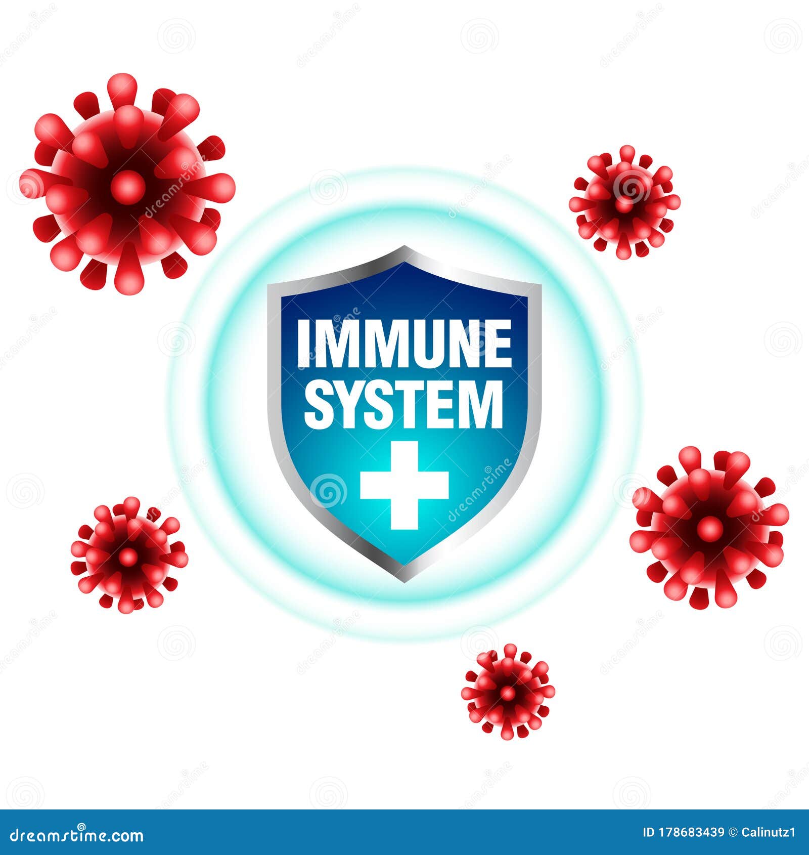 Immune System Shield Protecting from Virus Stock Vector - Illustration ...