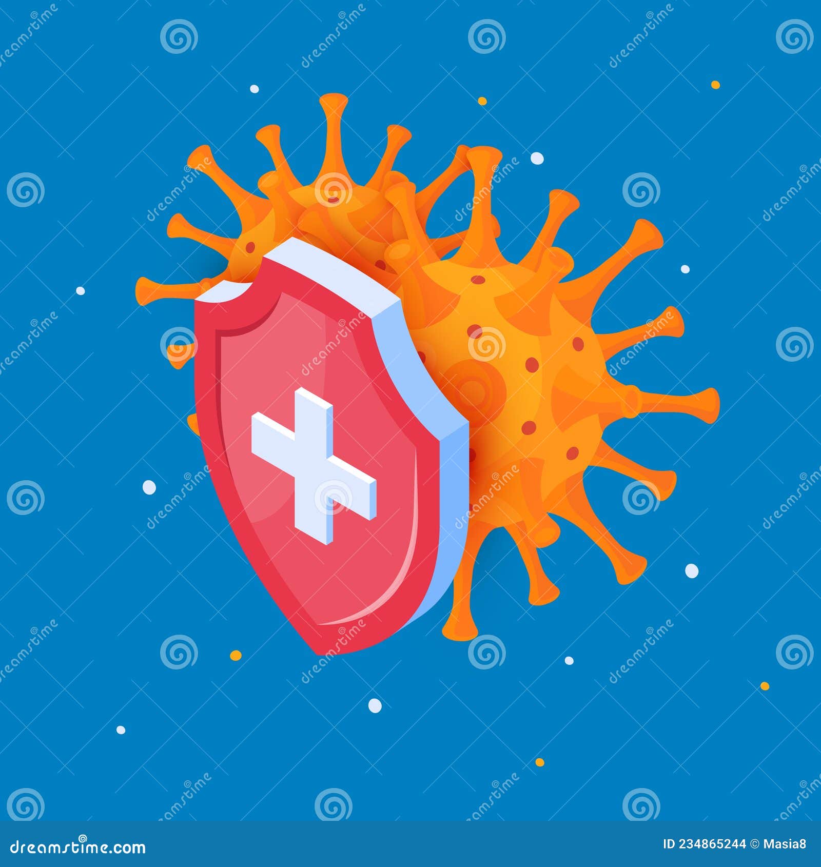 Immune System Shield with Virus in Isometric View Stock Vector ...