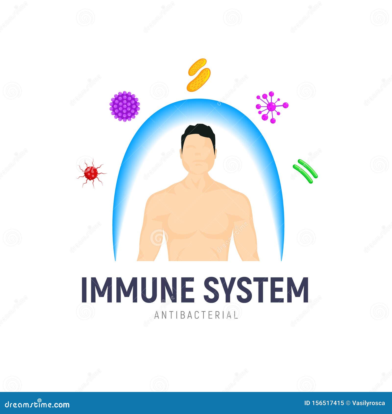 Immune System Vector Icon Logo Health Bacteria Virus Protection Stock