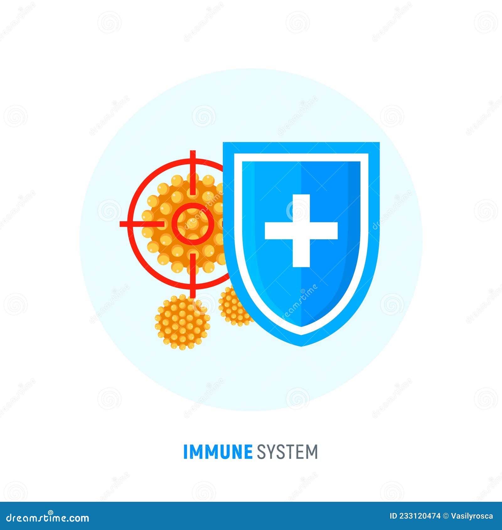 Immune System Vector Icon Logo Health Bacteria Virus Protection Stock