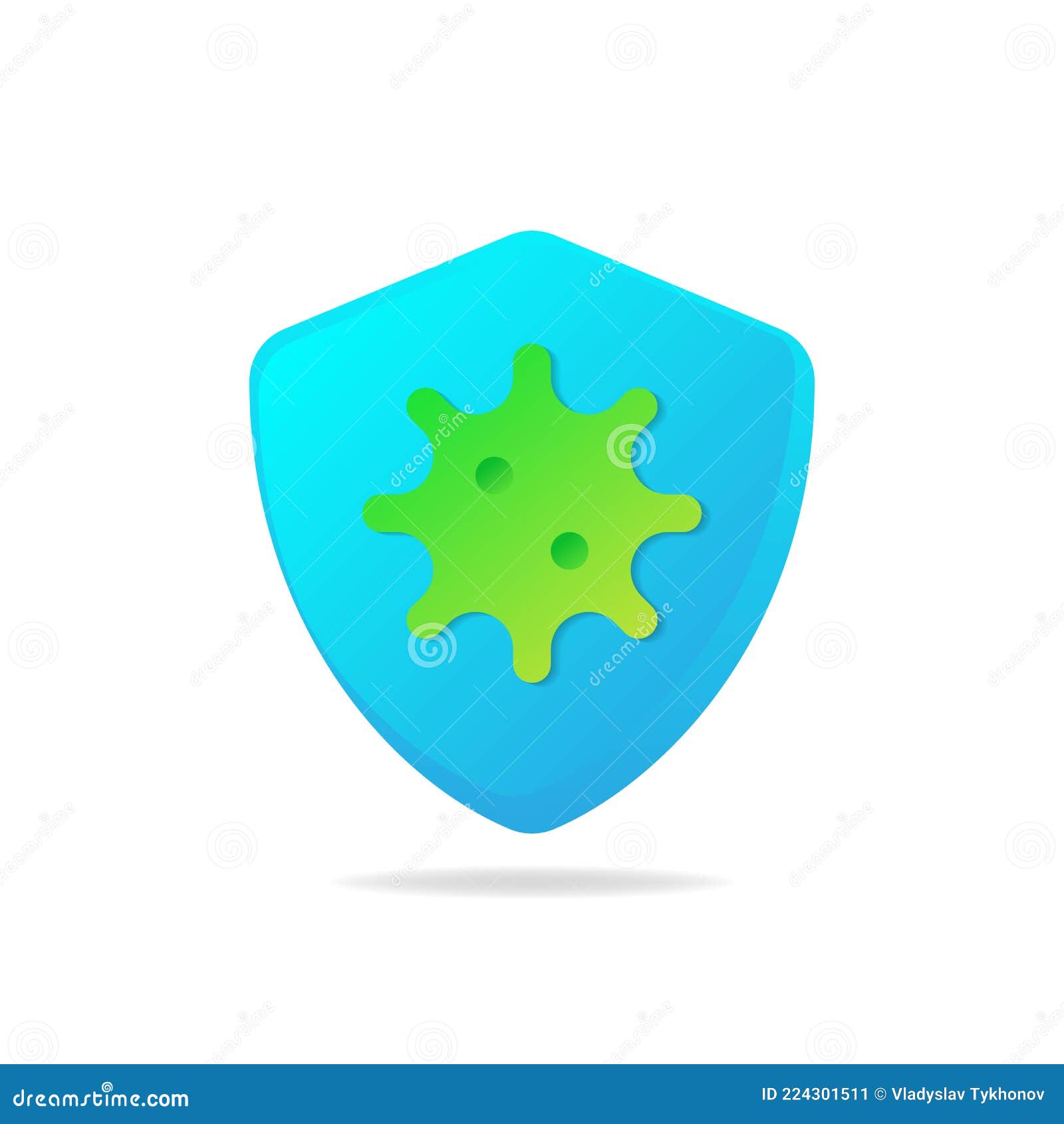 Immune System Vector Icon. Medical Shield Surrounded by Viruses and ...