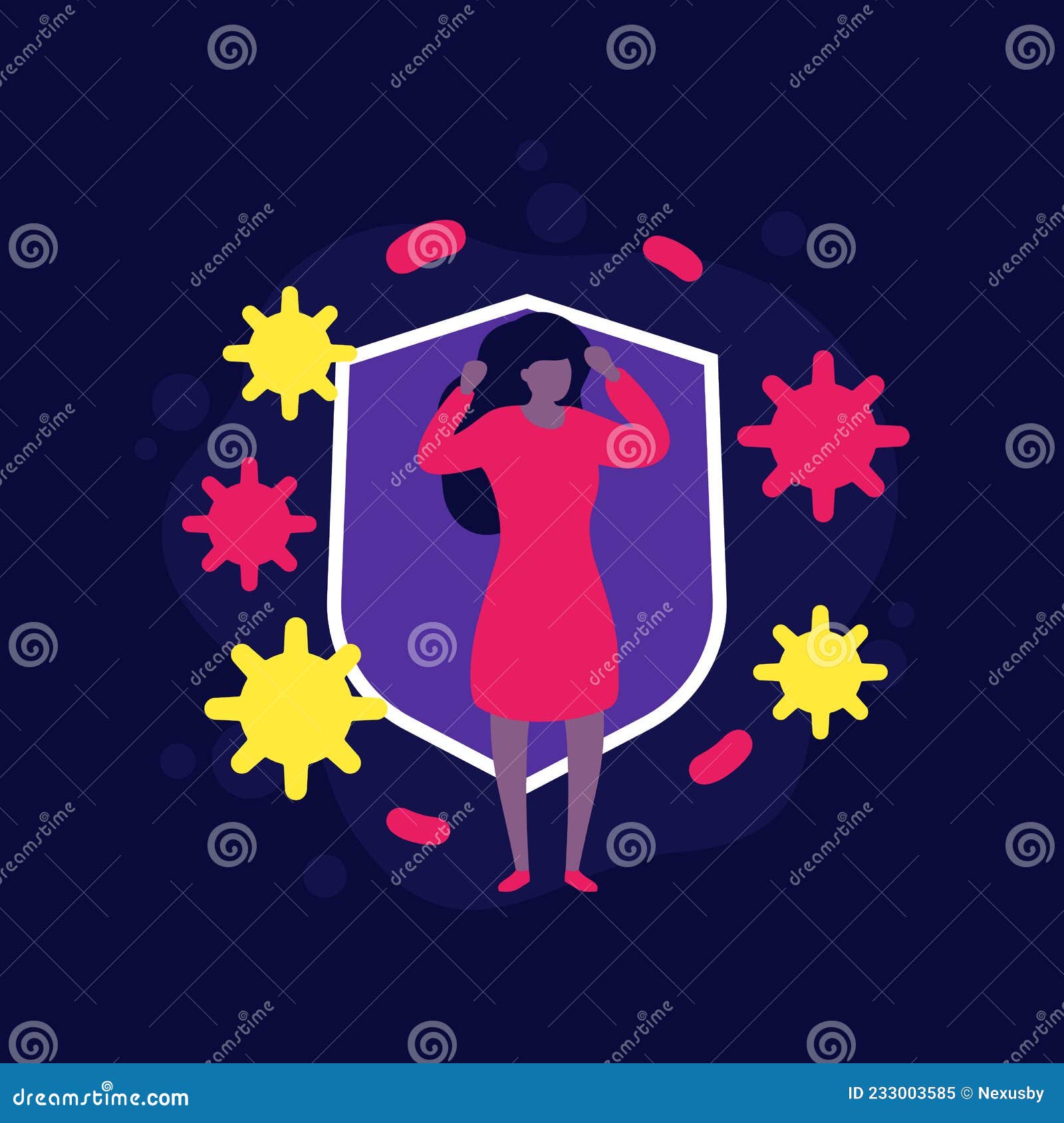 Immune System and Viruses, Vector Art Stock Vector - Illustration of ...