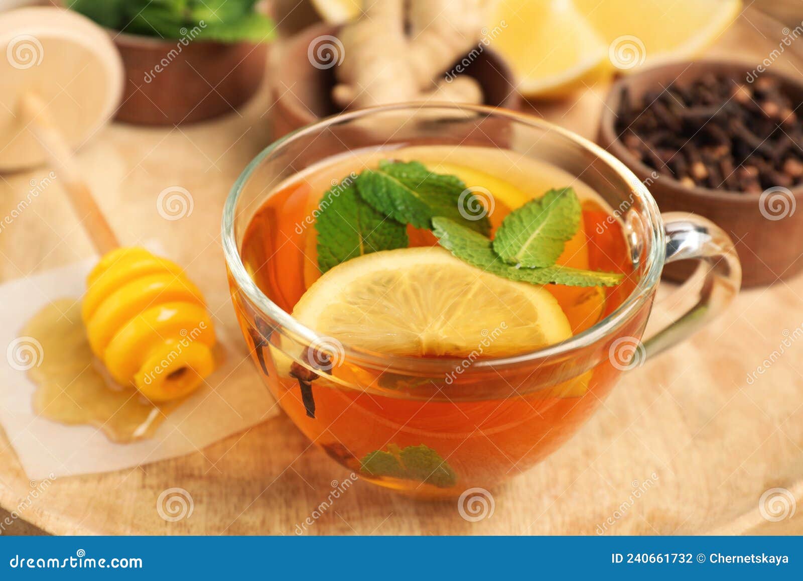 Immunity Boosting Drink and Ingredients on Wooden Tray Stock Photo ...