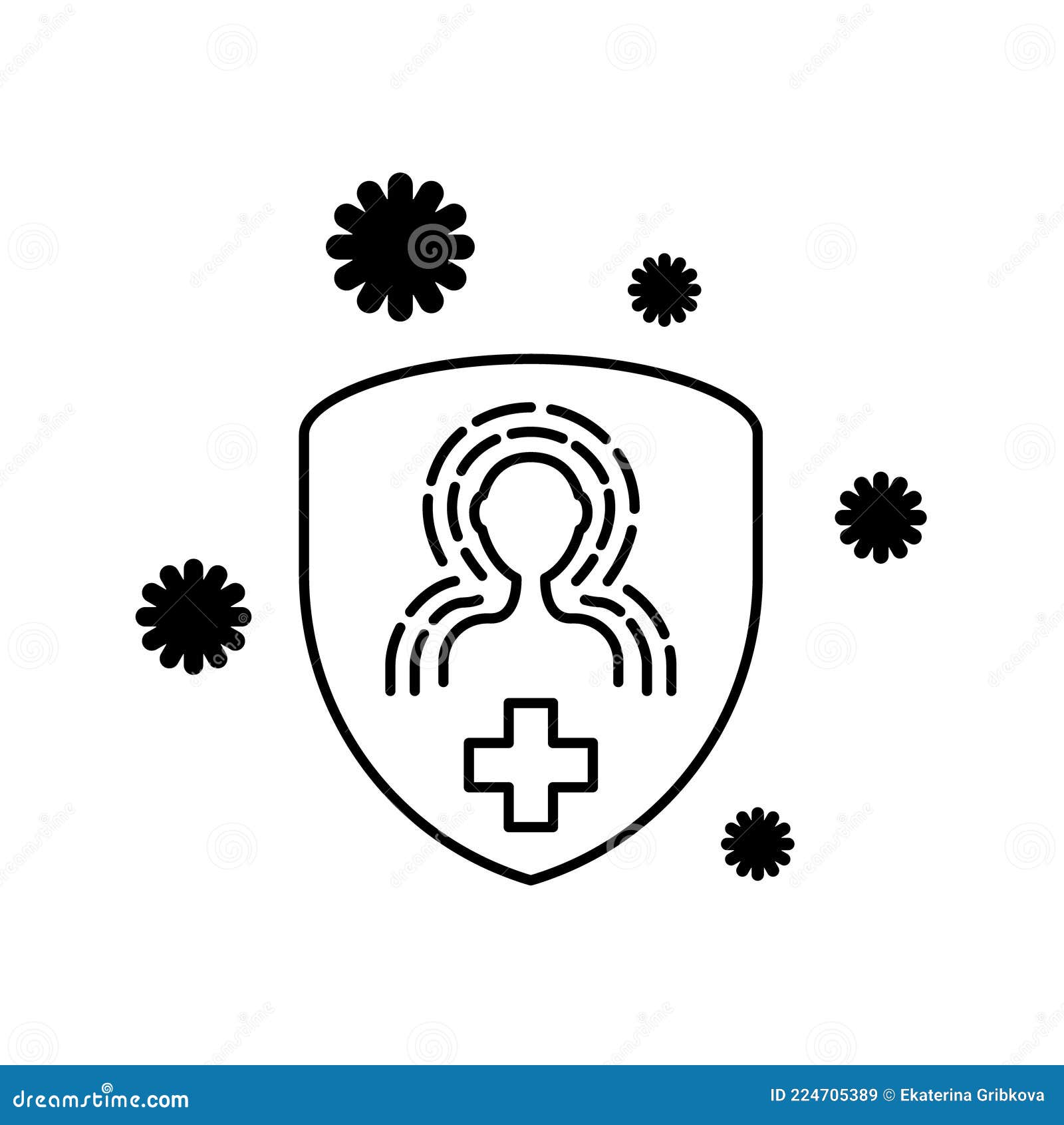 Immunity Flat Line Icons Set Antibacterial Protection Or Immune System