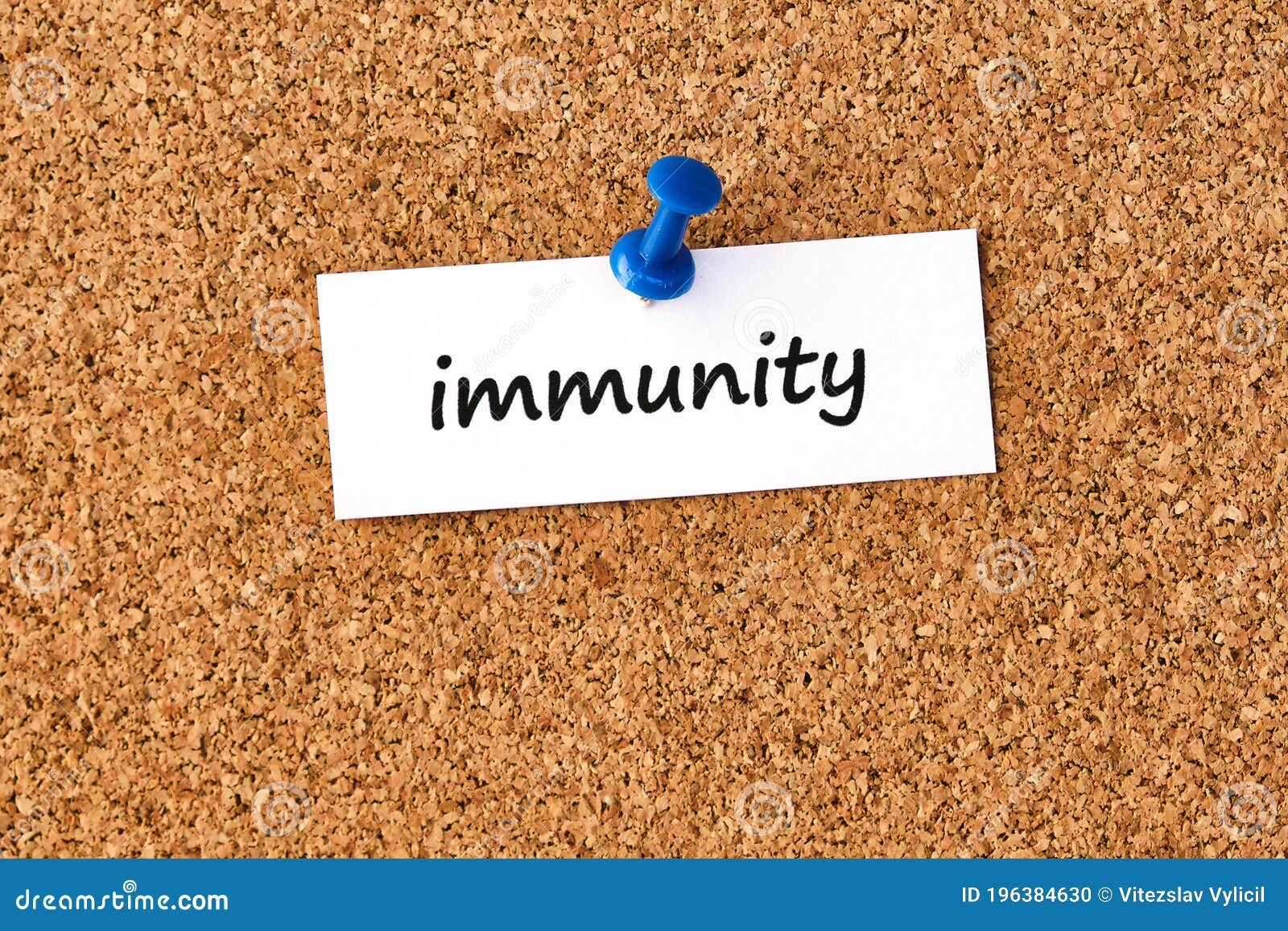 Immunity. Word Written on a Piece of Paper, Cork Board Background Stock ...