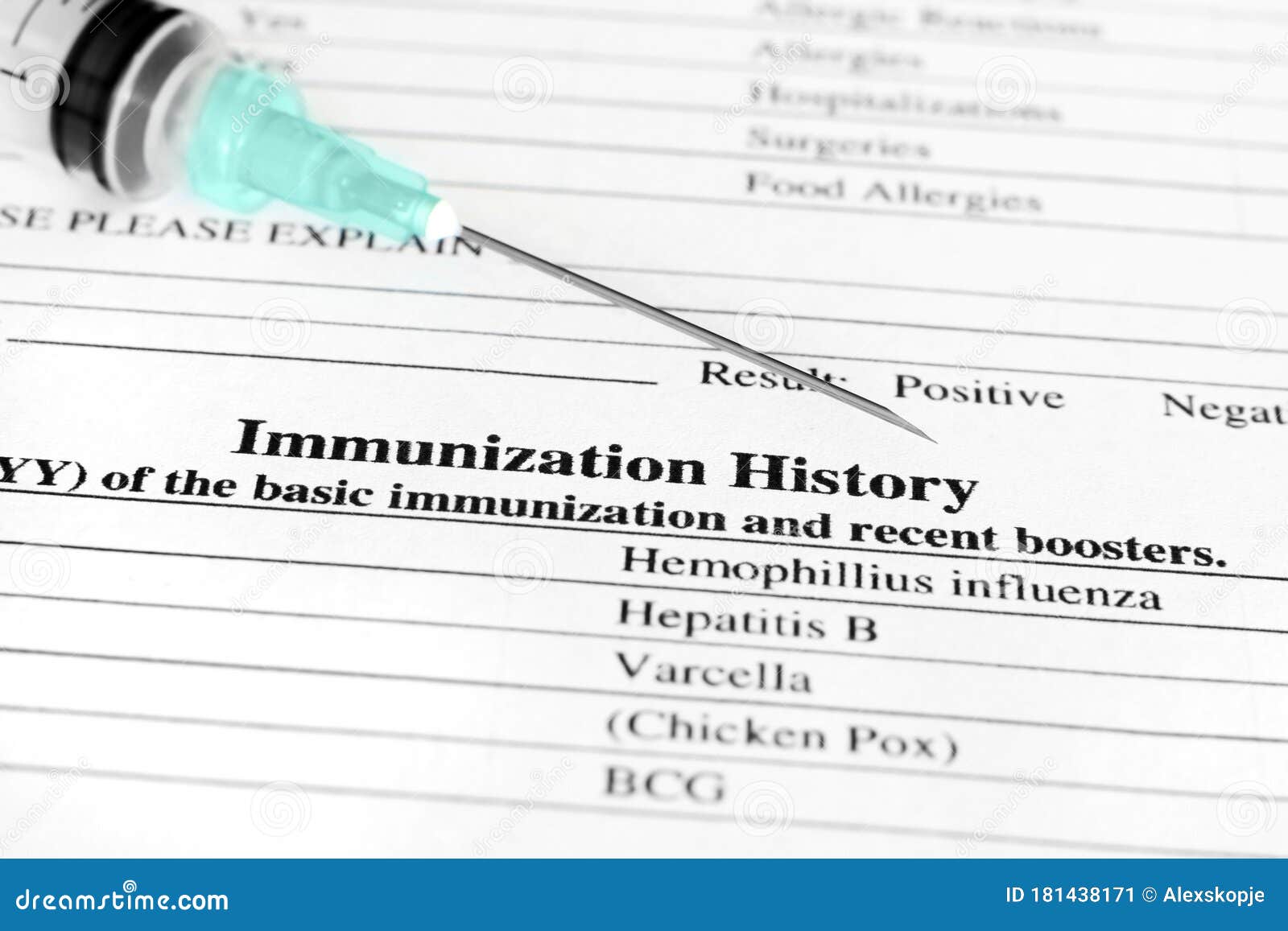 Immunization history form stock image. Image of database - 181438171