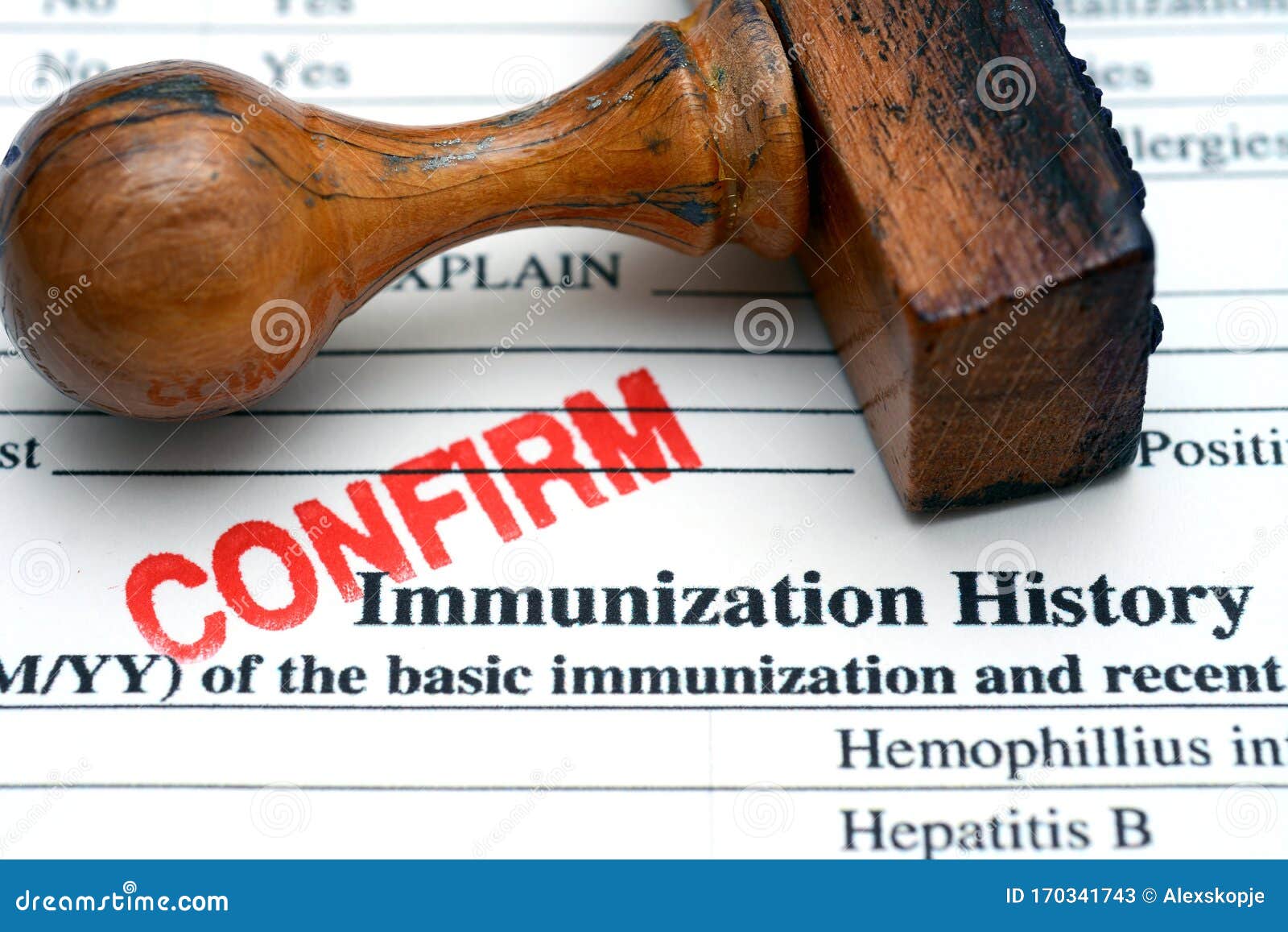 Immunization History Form Confirm Stock Image - Image of immunize ...