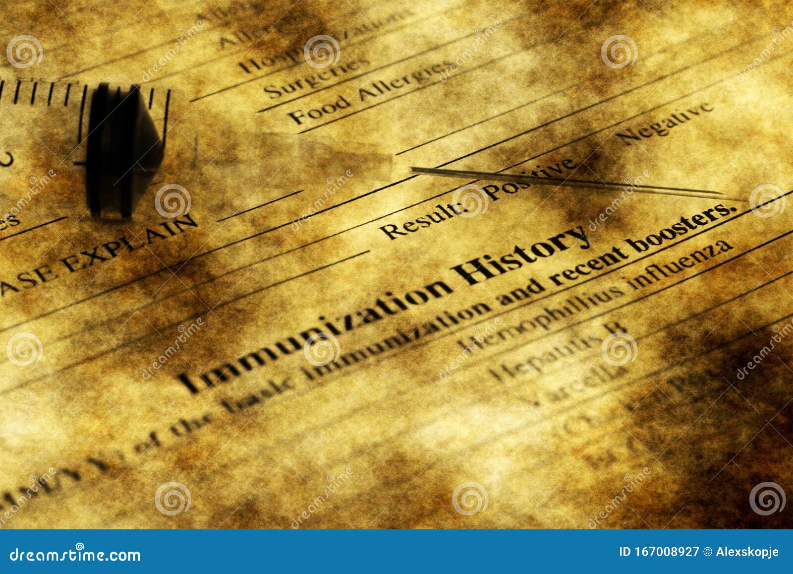 Immunization History Form Grunge Concept Stock Image - Image of ...
