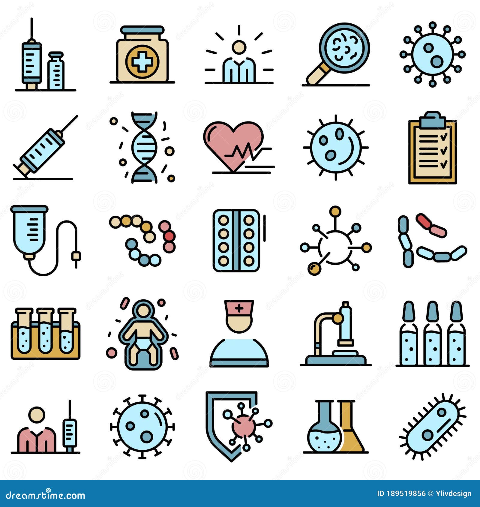 Immunization Icons Vector Flat Stock Vector - Illustration of people ...