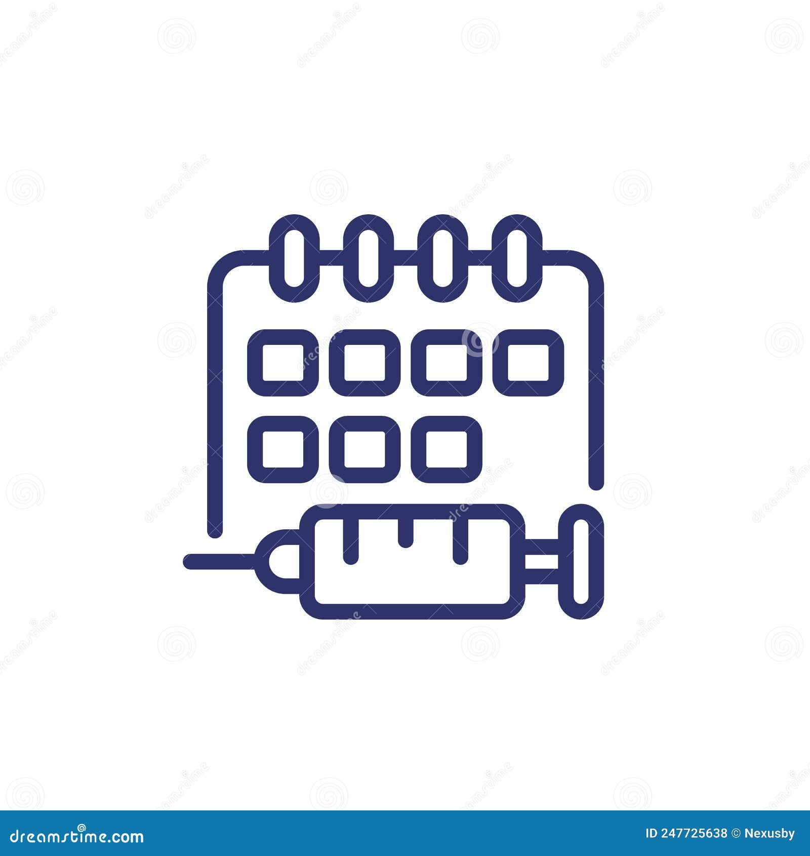Immunization Schedule Line Icon with a Calendar Stock Vector ...