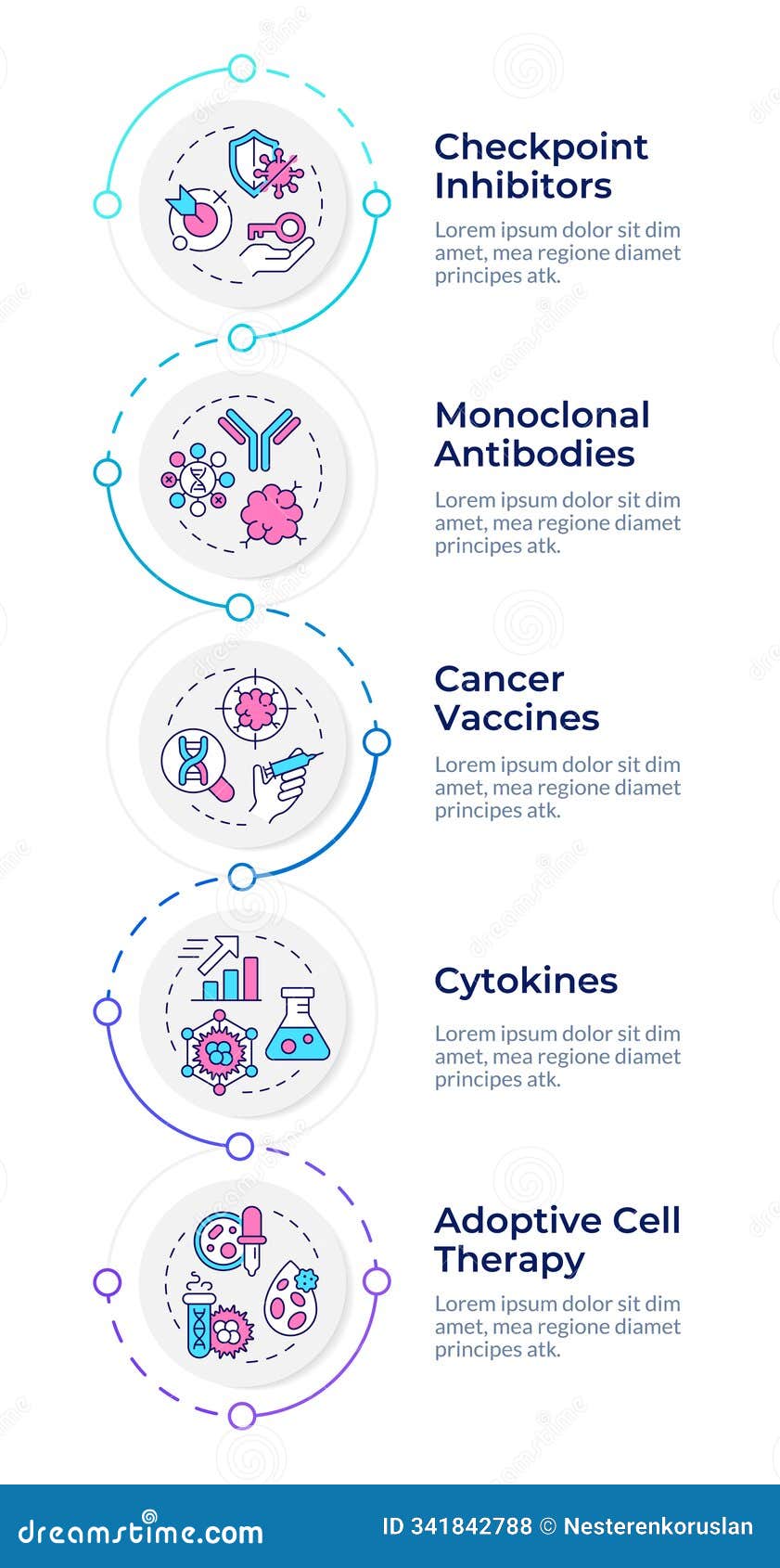 Immunotherapy Types Infographic Circles Flowchart Cartoon Vector ...