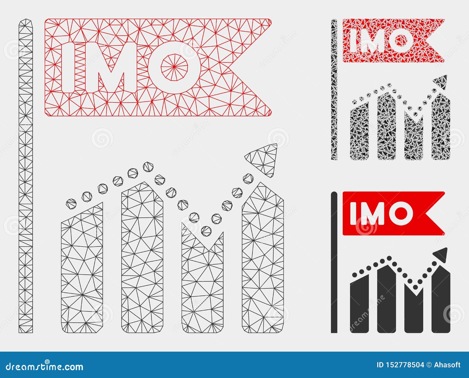 IMO Chart Trend Vector Mesh Wire Frame Model and Triangle Mosaic Icon ...