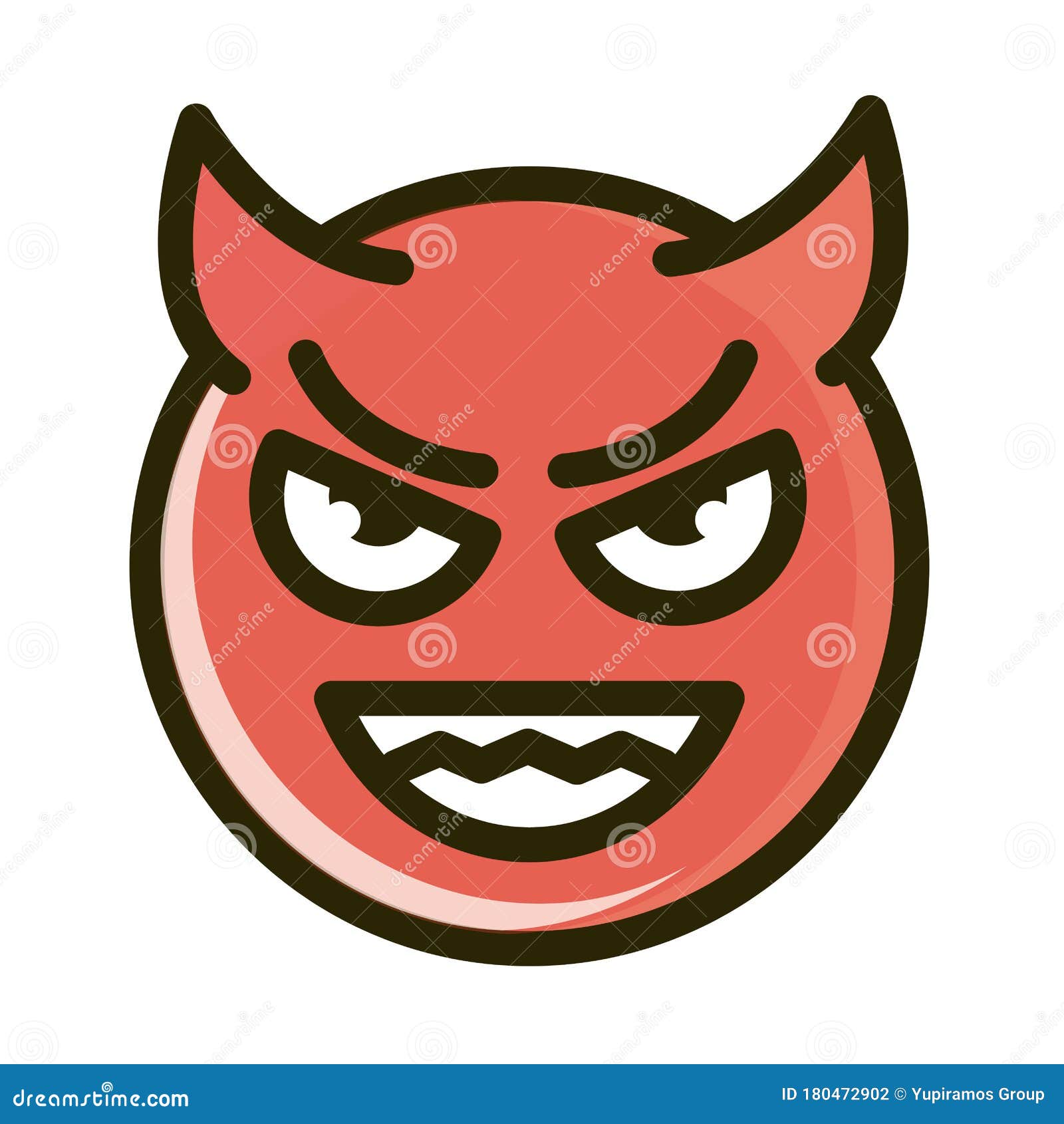 Imp Funny Smiley Emoticon Face Expression Line and Fill Icon Stock ...