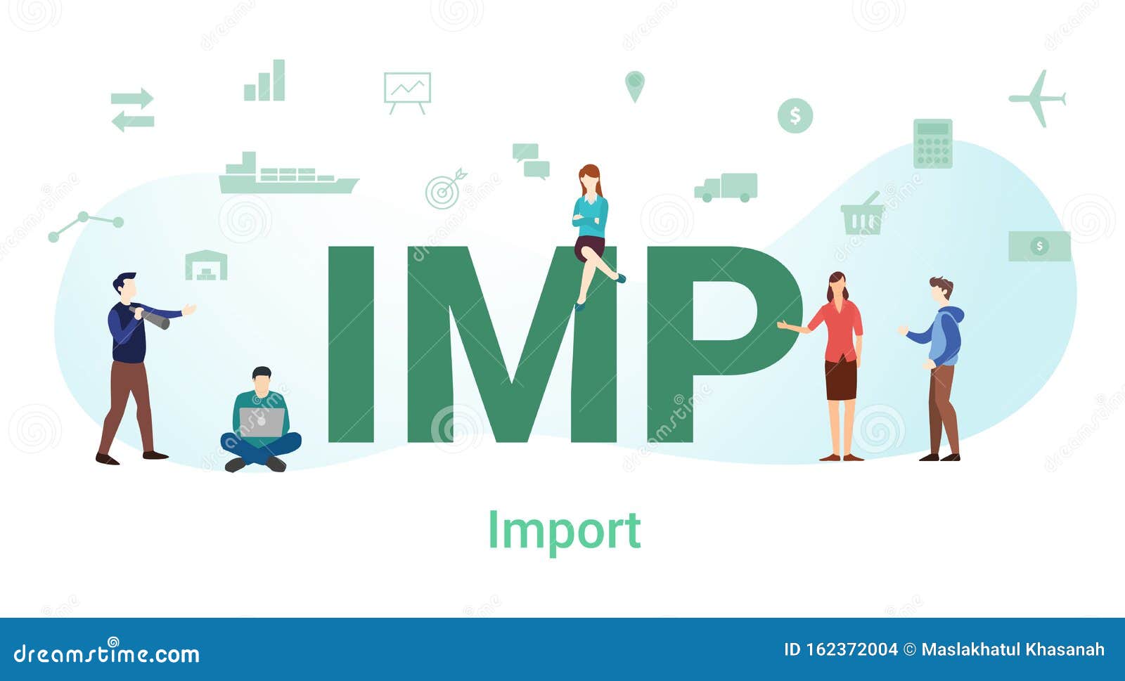 Imp Import Business Concept with Big Word or Text and Team People with ...