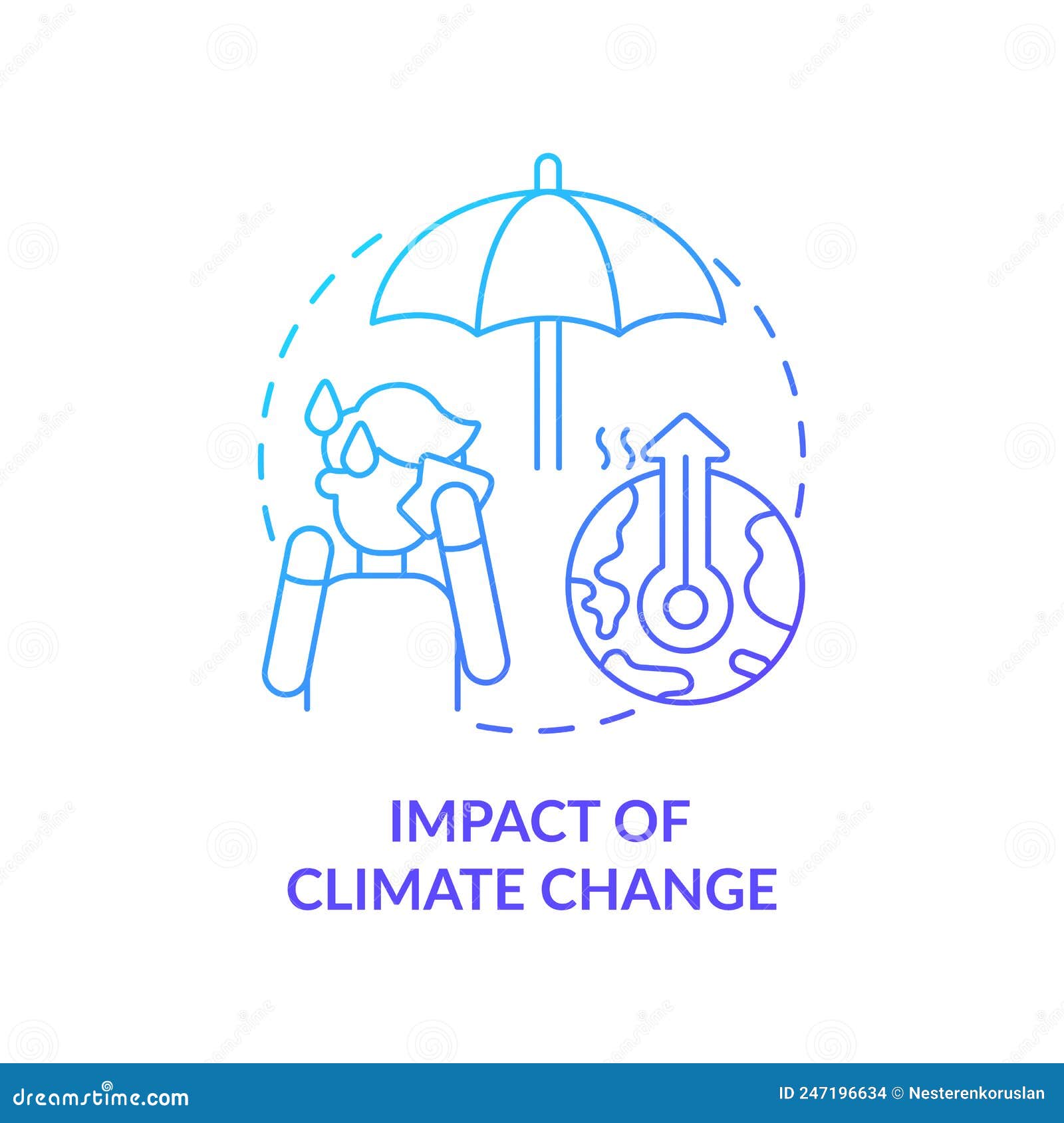 Impact of Climate Change Blue Gradient Concept Icon Stock Vector ...