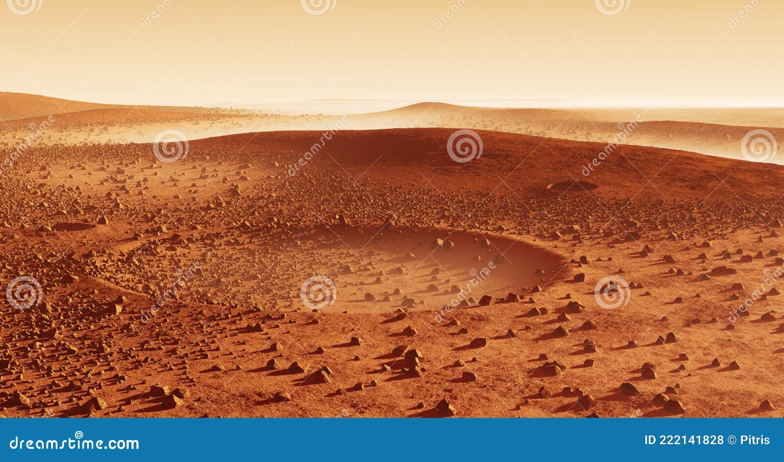 Impact Craters On Mars. Martian Landscape Royalty-Free Illustration ...